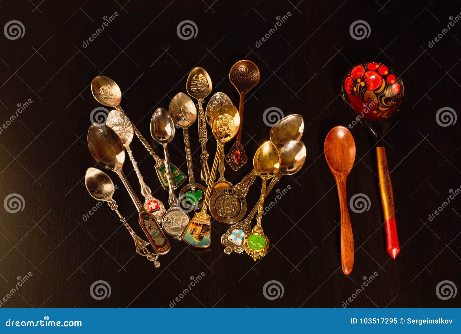 Collection of Gift Spoons from Different Countries Stock Image - Image ...