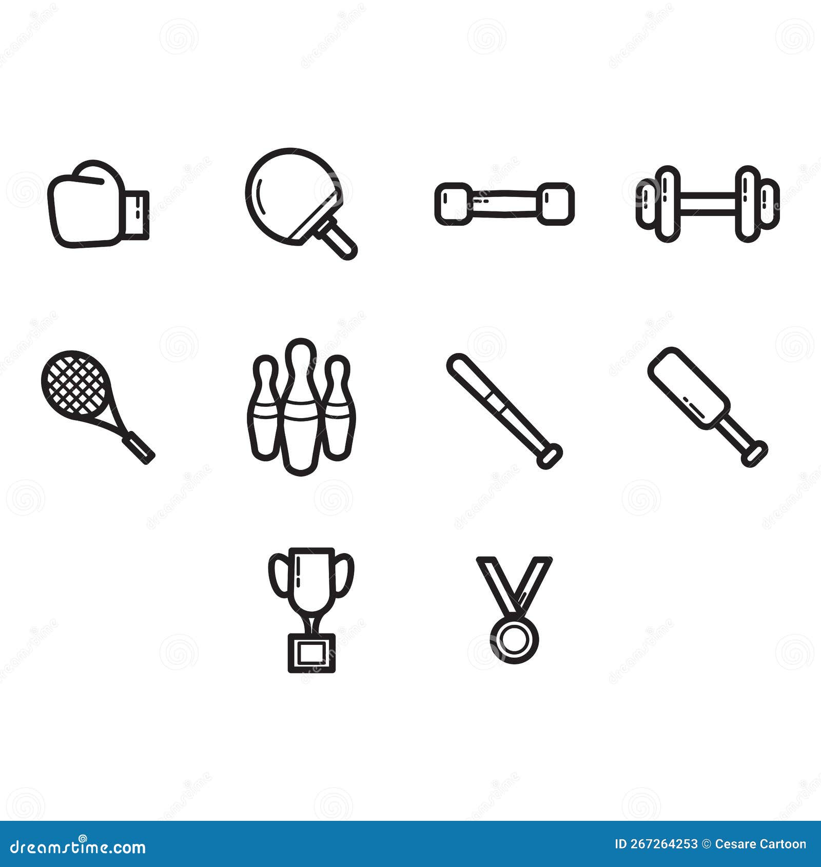 Sport icon set stock vector. Illustration of trophy - 267264253