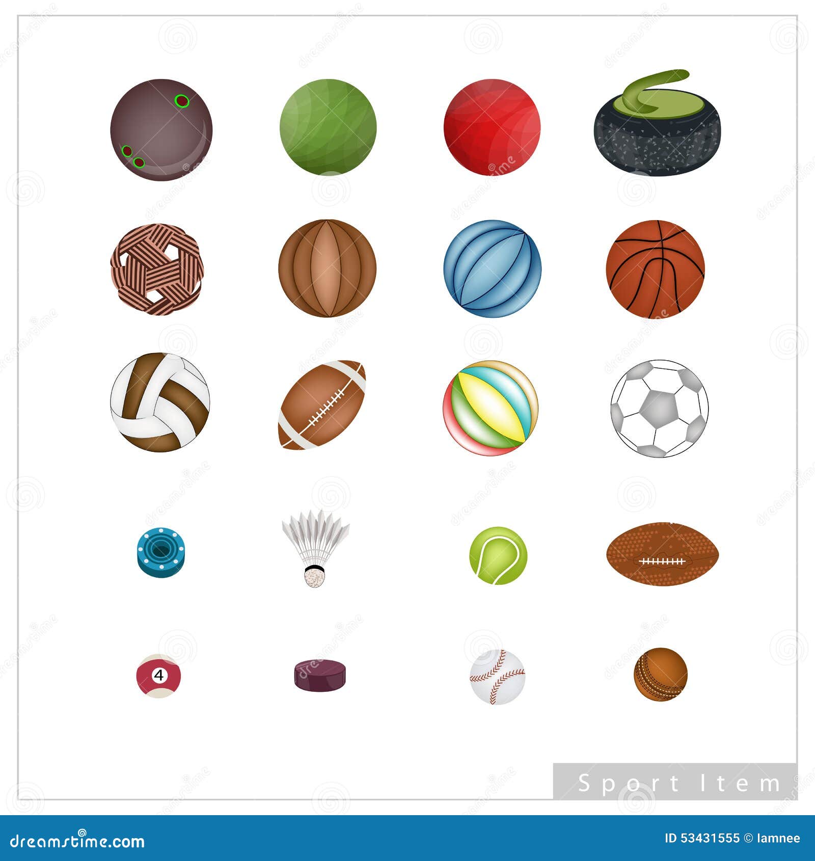Collection of Sport Items on White Background Stock Vector ...