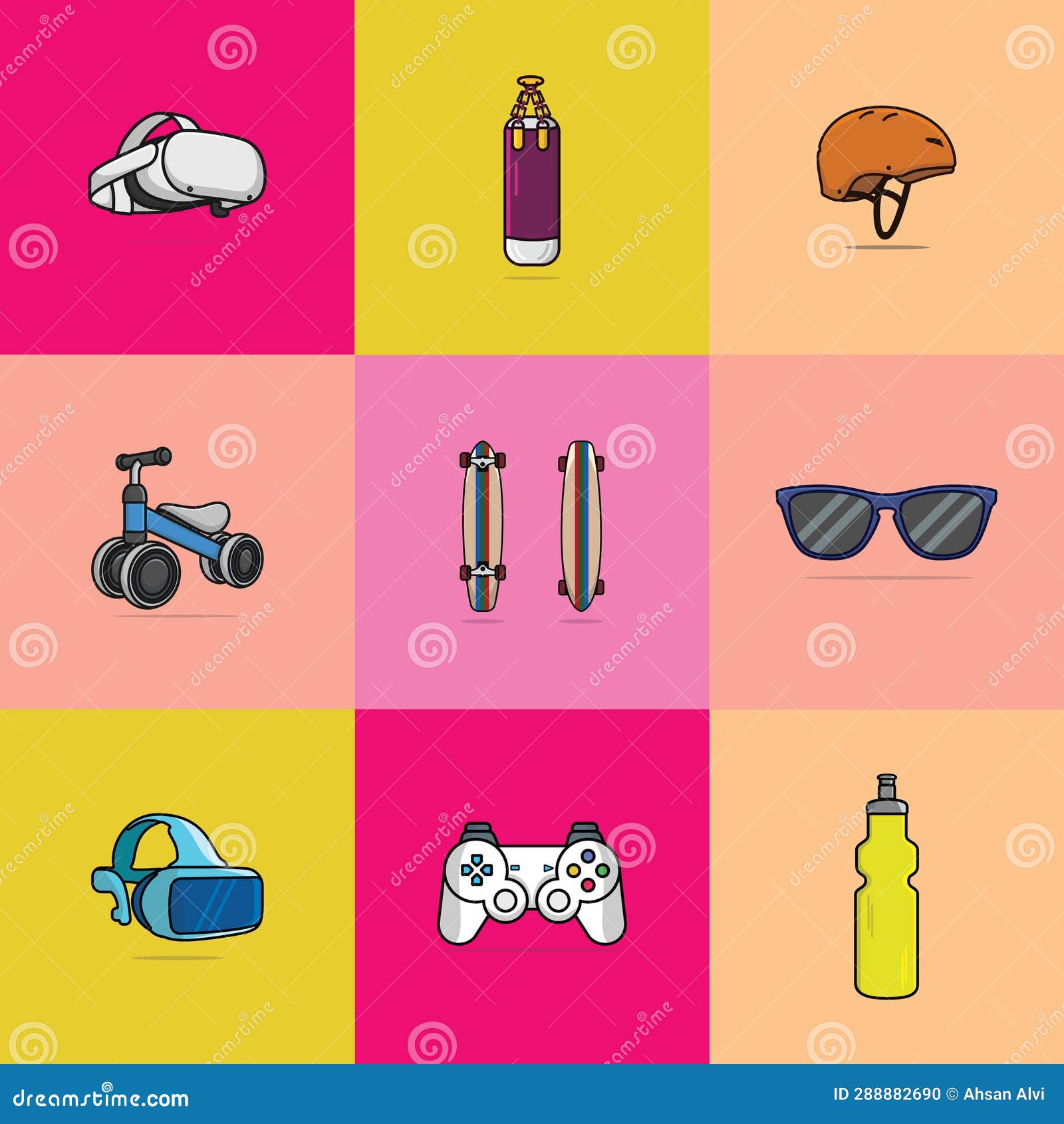 Collection of Sports Objects and Symbols Vector Icon Illustration ...