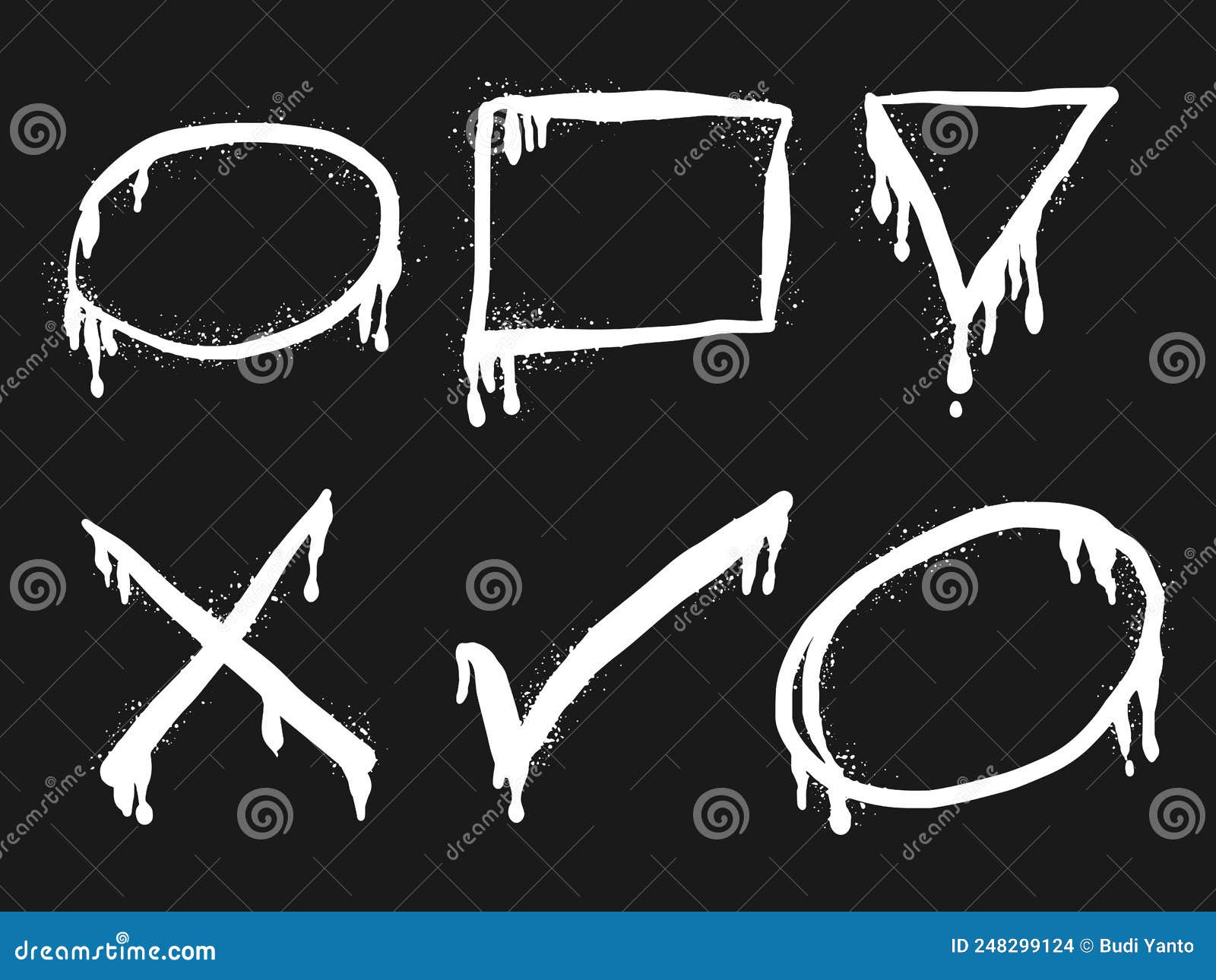 Graffiti Check Marks With Dripping Paint. Grunge Green Tick In Square ...