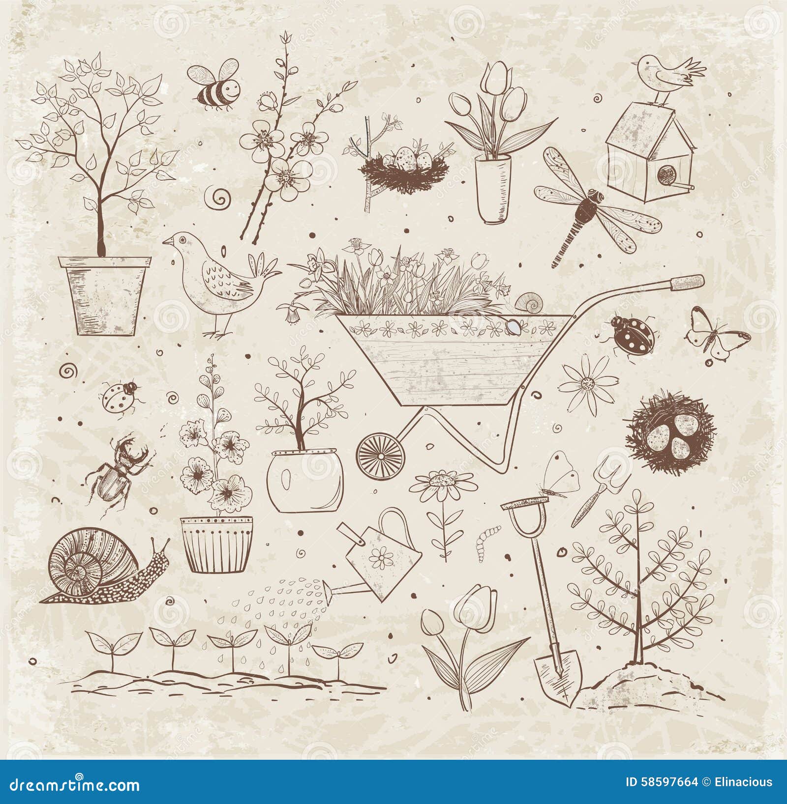Spring Doodle Collection Vector Illustration | CartoonDealer.com #86593726