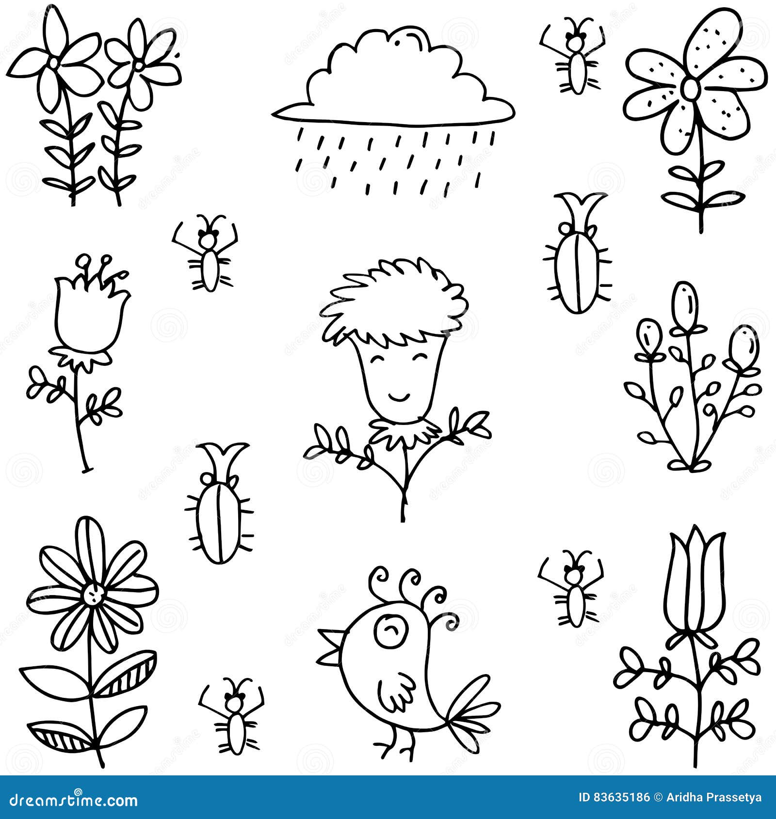 Collection of Spring Doodles Vector Flat Stock Vector - Illustration of ...