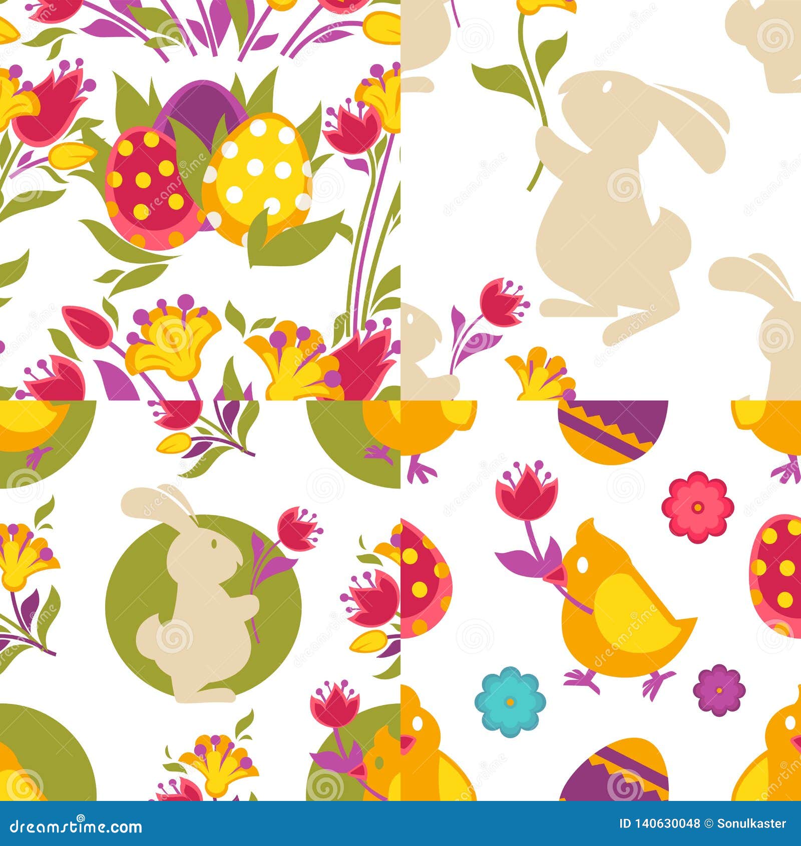 Collection of Spring Easter Seamless Patterns with Eggs Stock Vector ...
