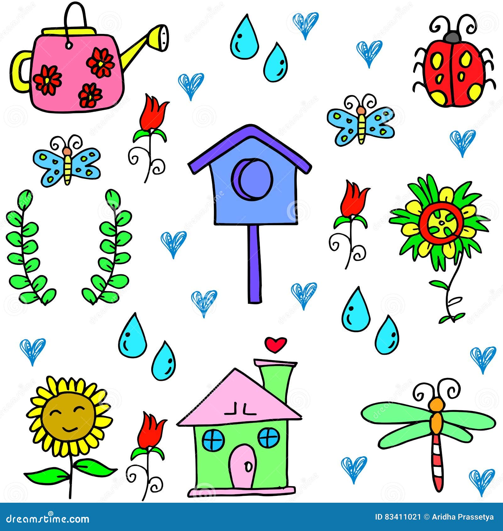 Collection of Spring Set Doodles Stock Vector - Illustration of paint ...