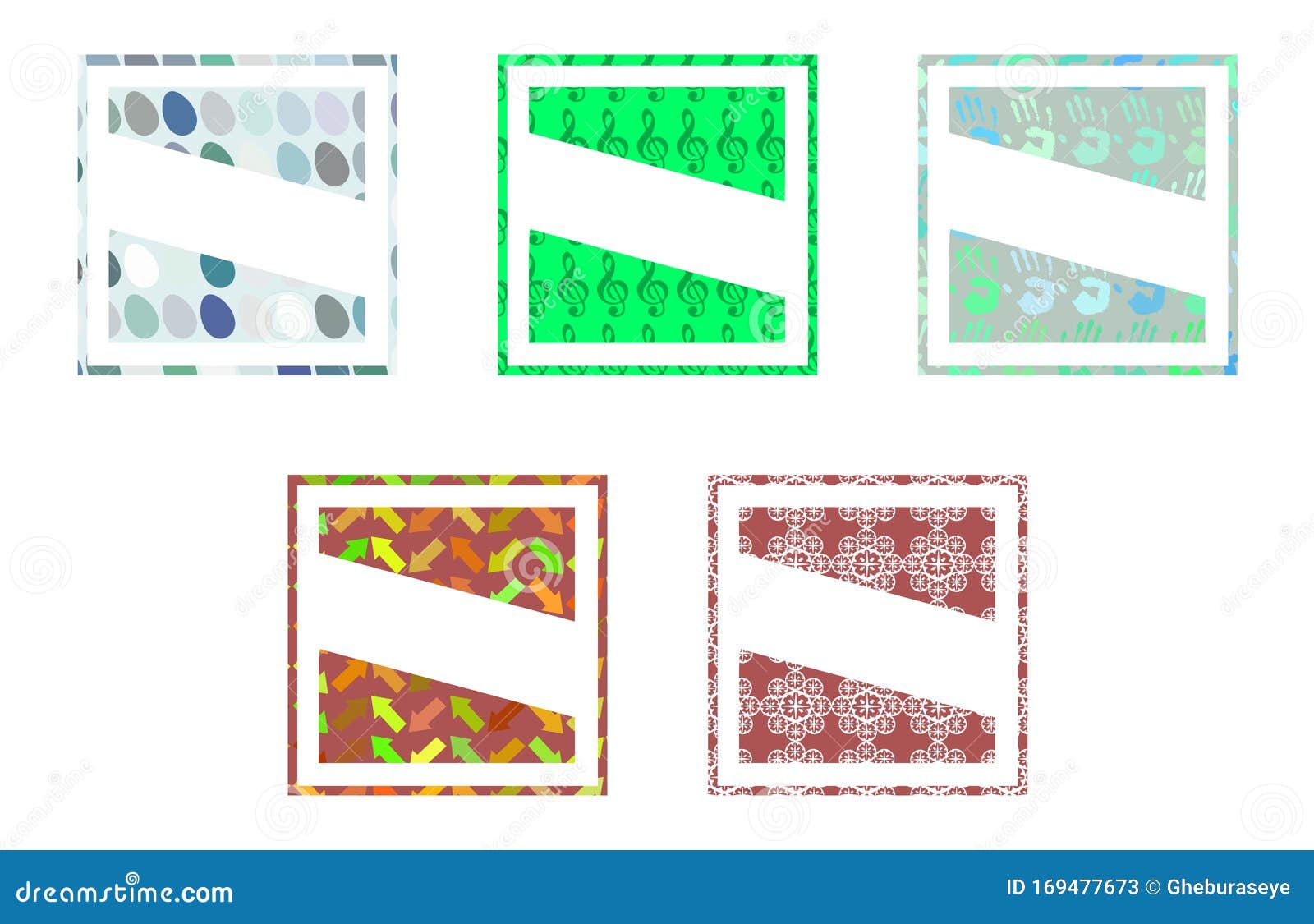 Set of Square Labels with Patterns, Colors, Isolated. Stock Vector ...