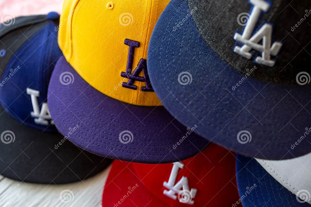 Several Los Angeles Dodgers Caps Editorial Stock Photo - Image of hair ...