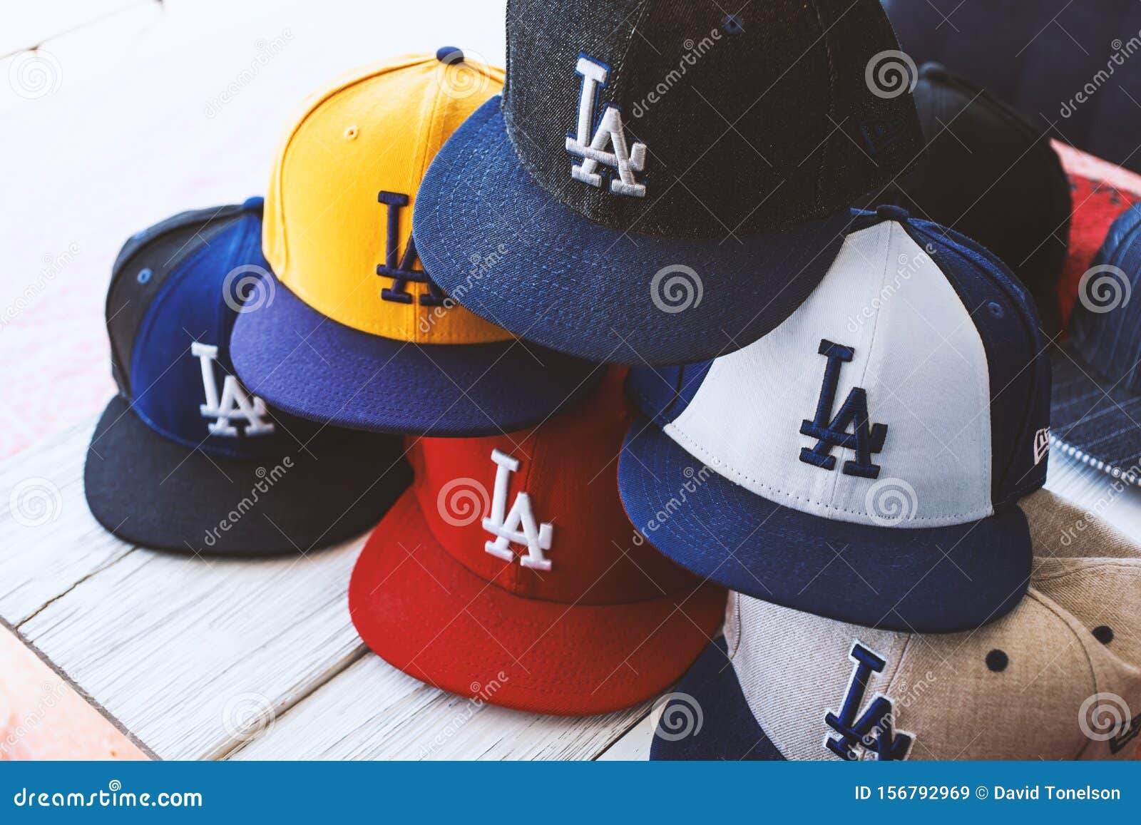 Several Los Angeles Dodgers Caps Editorial Stock Image - Image of ...