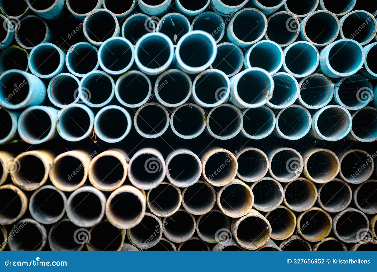 Collection of Stacked Cylindrical Pipes Arranged in a Pattern Stock ...