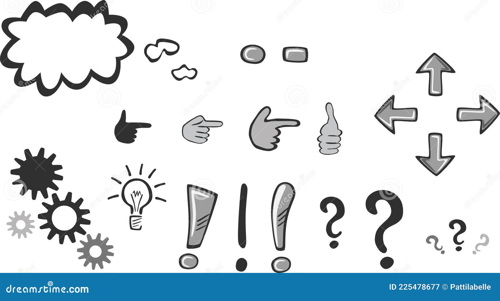 Collection of Standard Elements for Presentation in Comic Style Stock ...