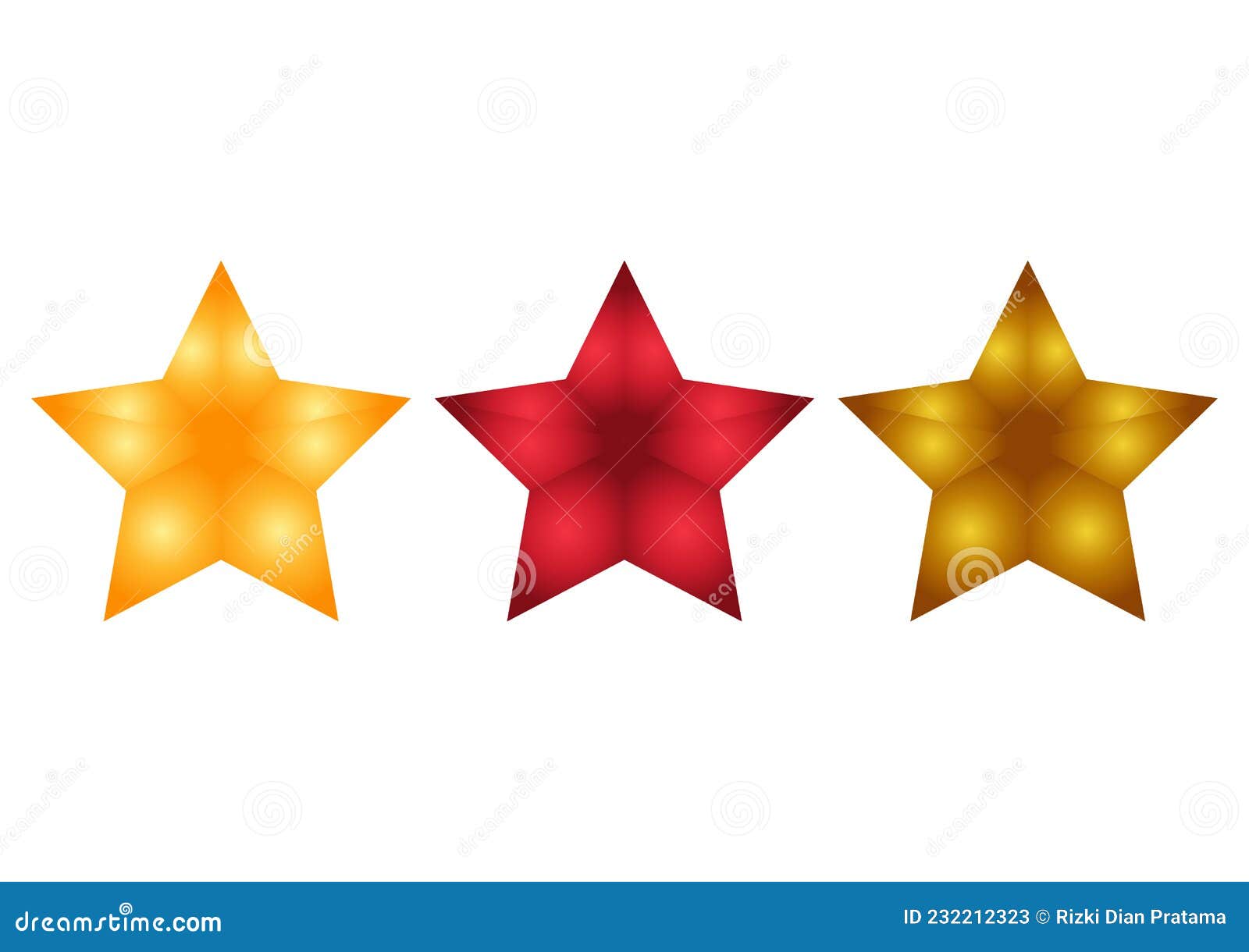 A Collection of Star Illustrations with 3 Different Colors Stock Vector ...