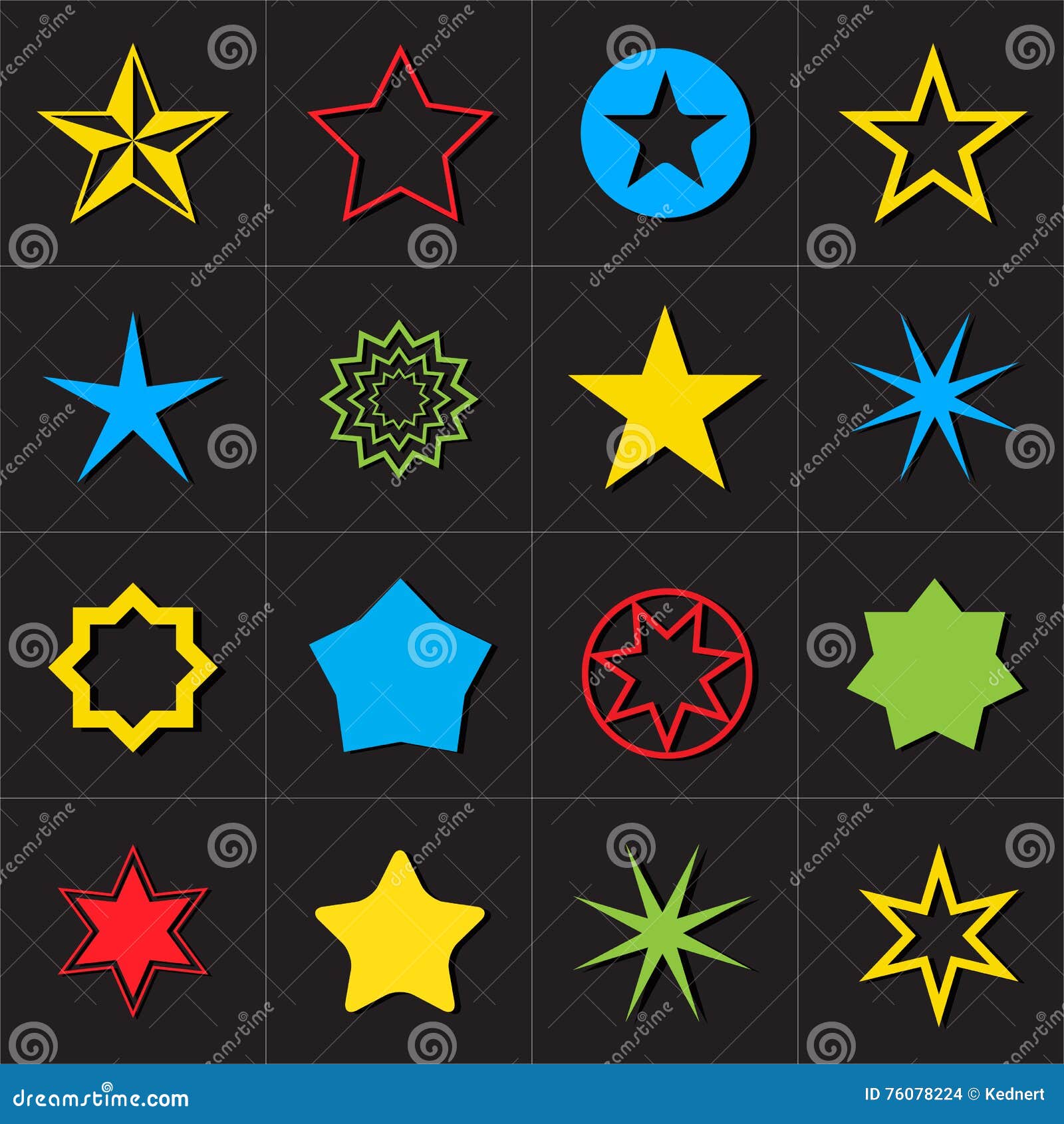 Collection star pictogram stock vector. Illustration of icon - 76078224