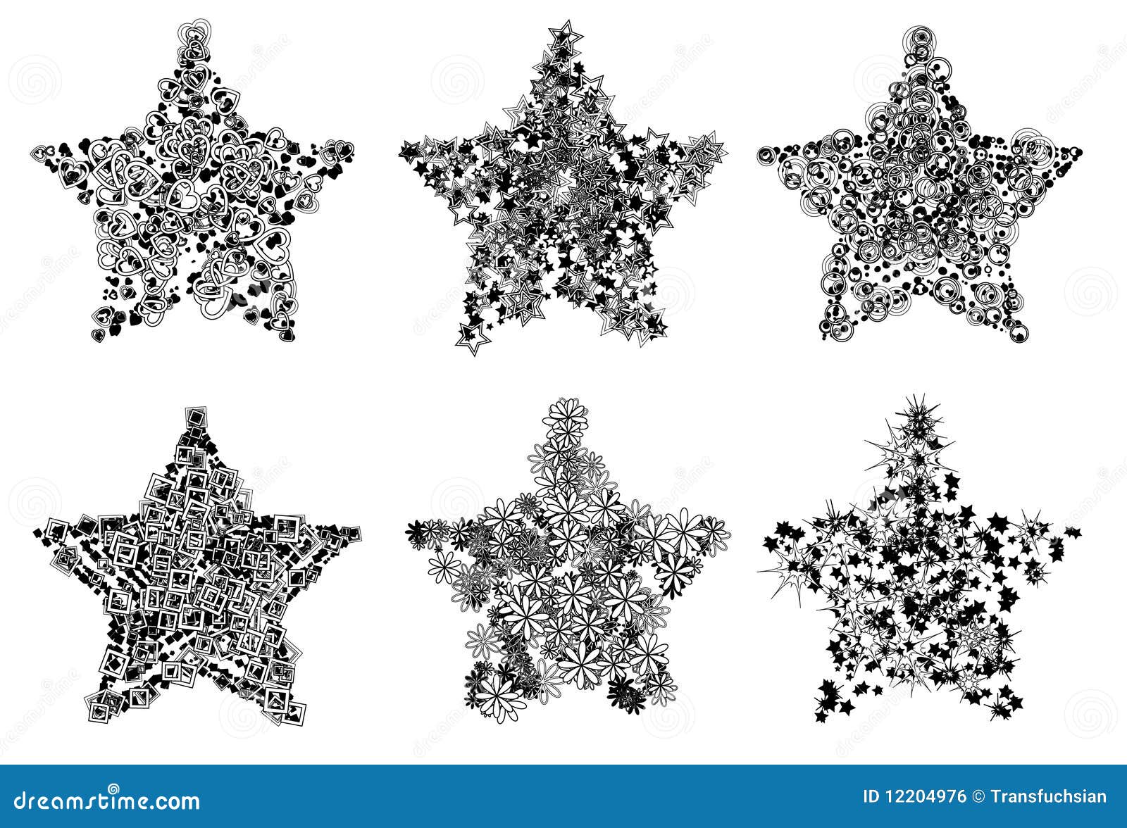 Collection of Stars Filled with Different Shapes Stock Vector ...