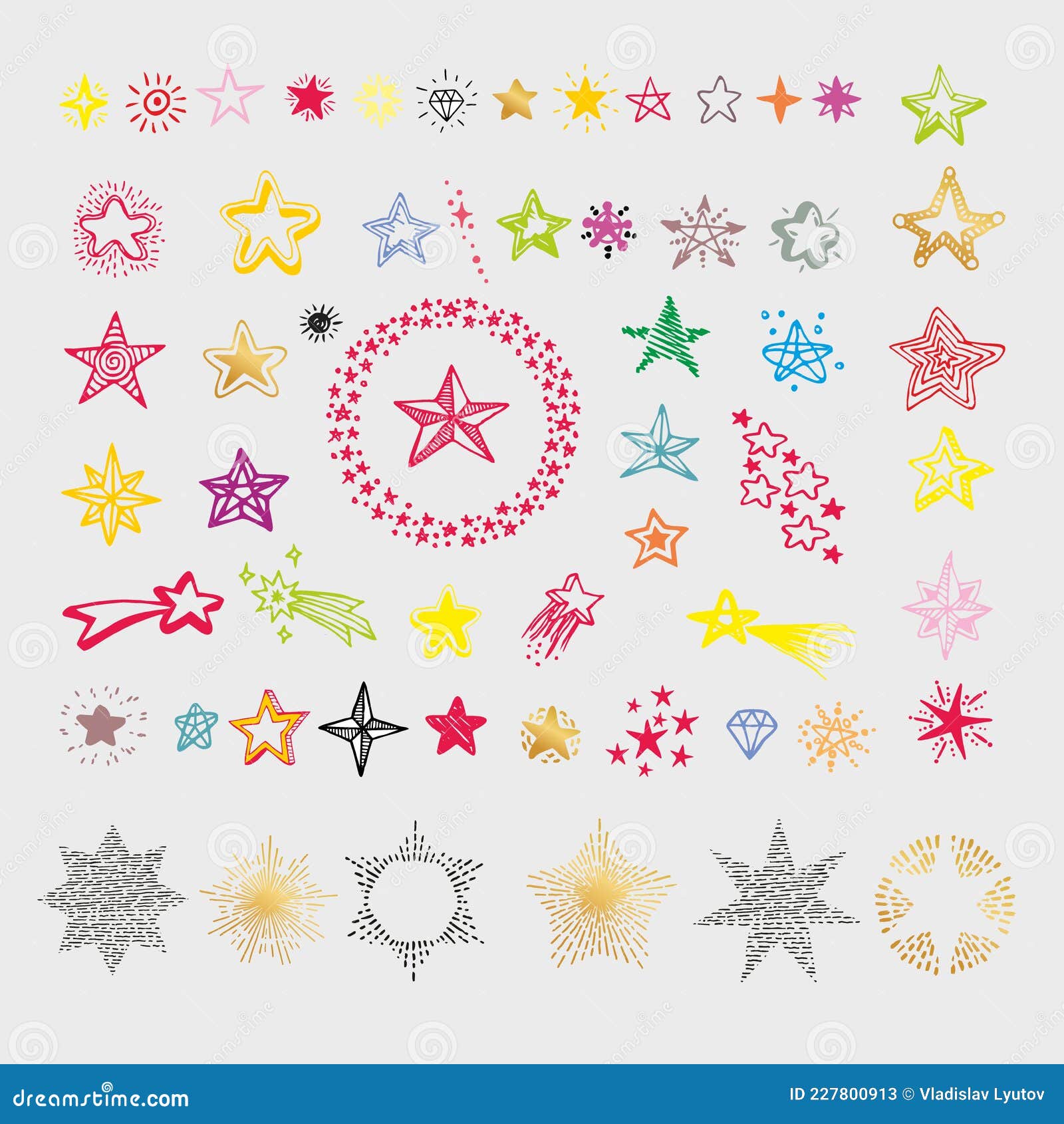 Collection of Stars of Various Shapes Stock Vector - Illustration of ...