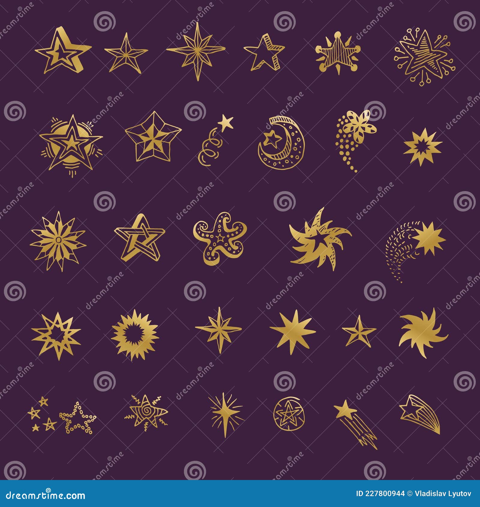 Collection of Stars of Various Shapes Stock Vector - Illustration of ...