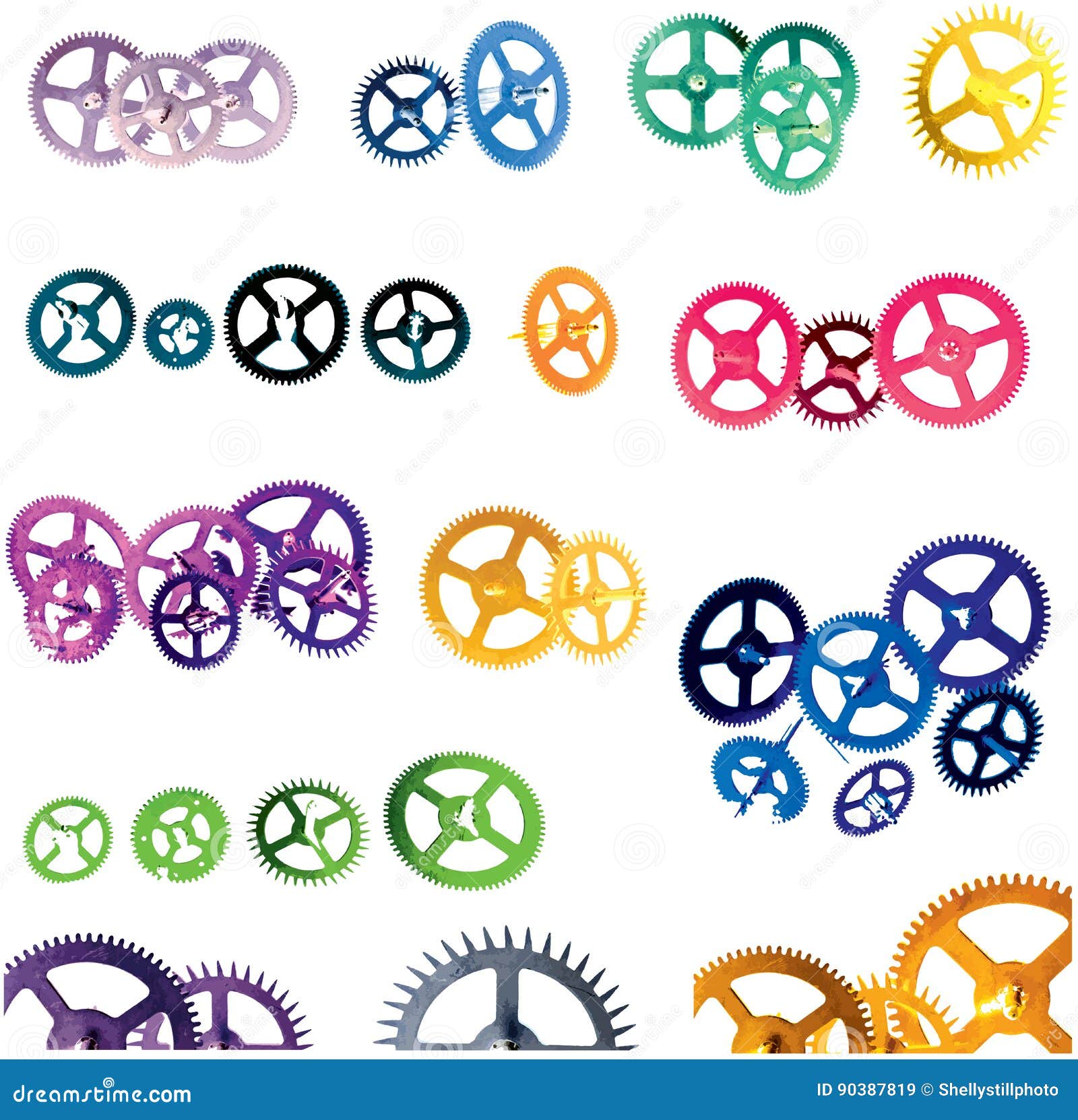 Collection of Steampunk Clock Cogs Vector Stock Vector - Illustration ...