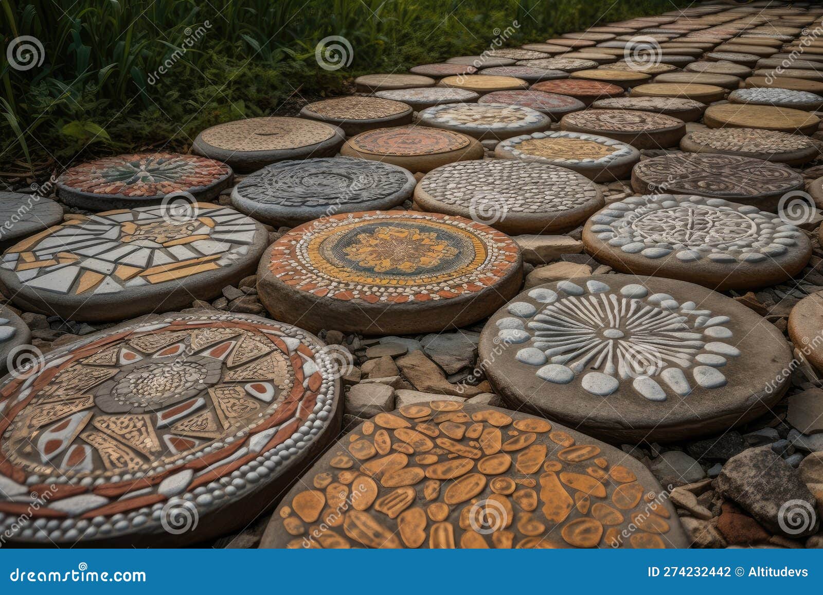 Collection of Stepping Stones with Different Patterns and Colors Stock ...