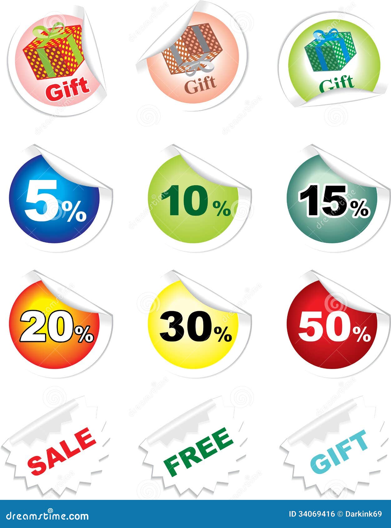 Collection of Stickers with Discounts and Gifts Stock Vector ...