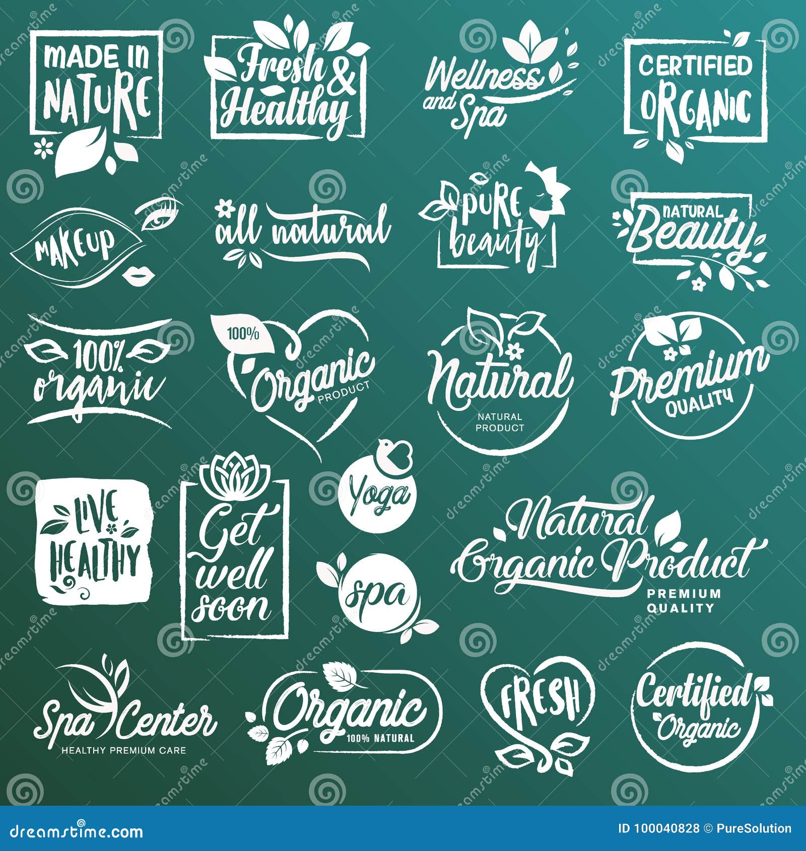 Collection of Stickers and Elements for Natural Cosmetics and Beauty ...