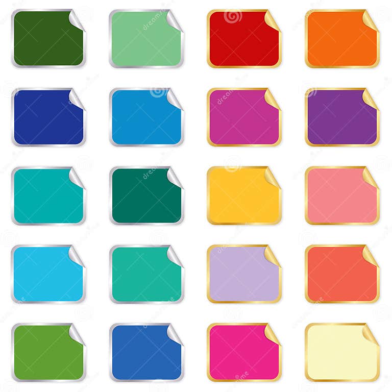 Collection of Stickers and Labels Set Stock Vector - Illustration of ...