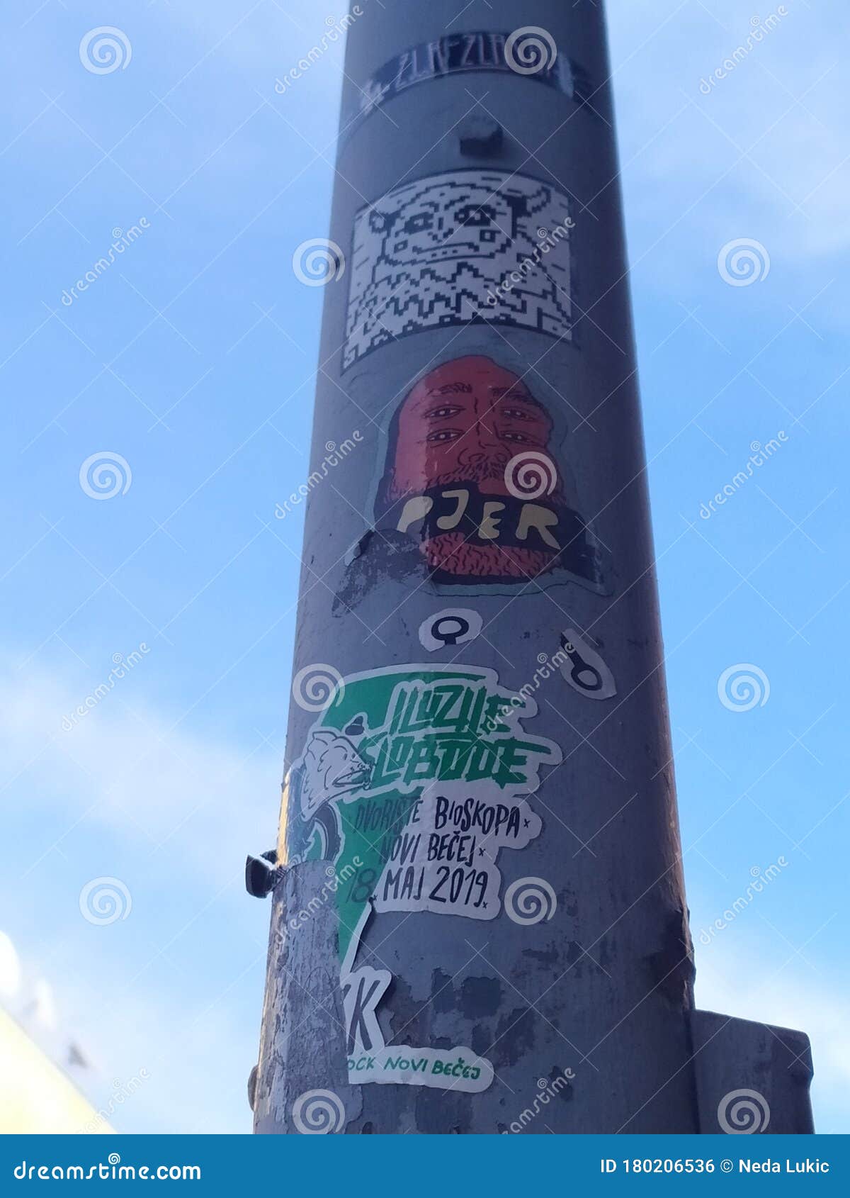 Collection of Stickers on Pole Editorial Photo - Image of vehicle ...