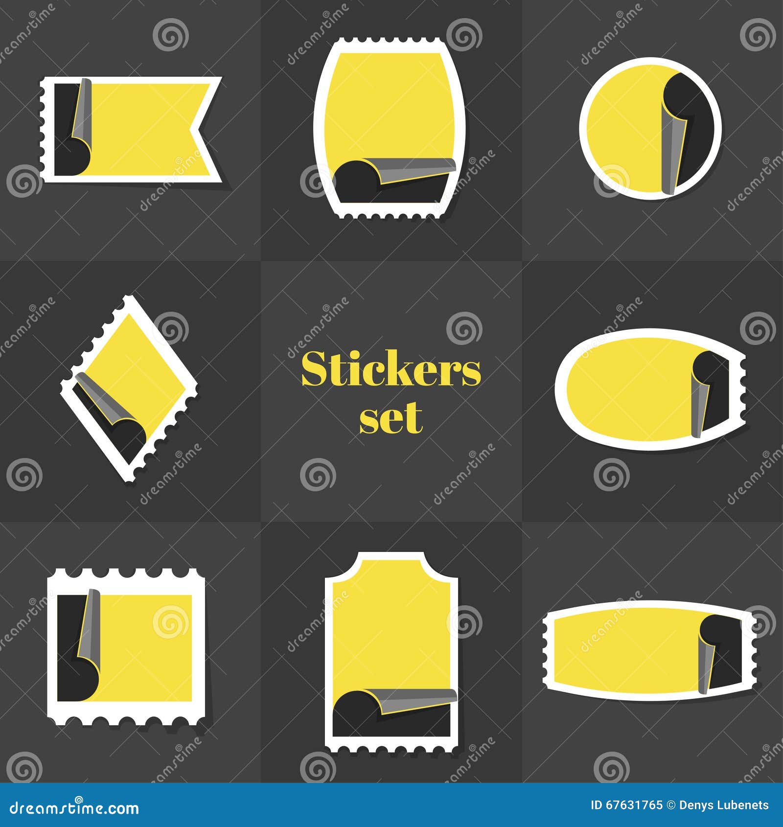 Collection Stickers Postage Stamp Stock Vector - Illustration of ...