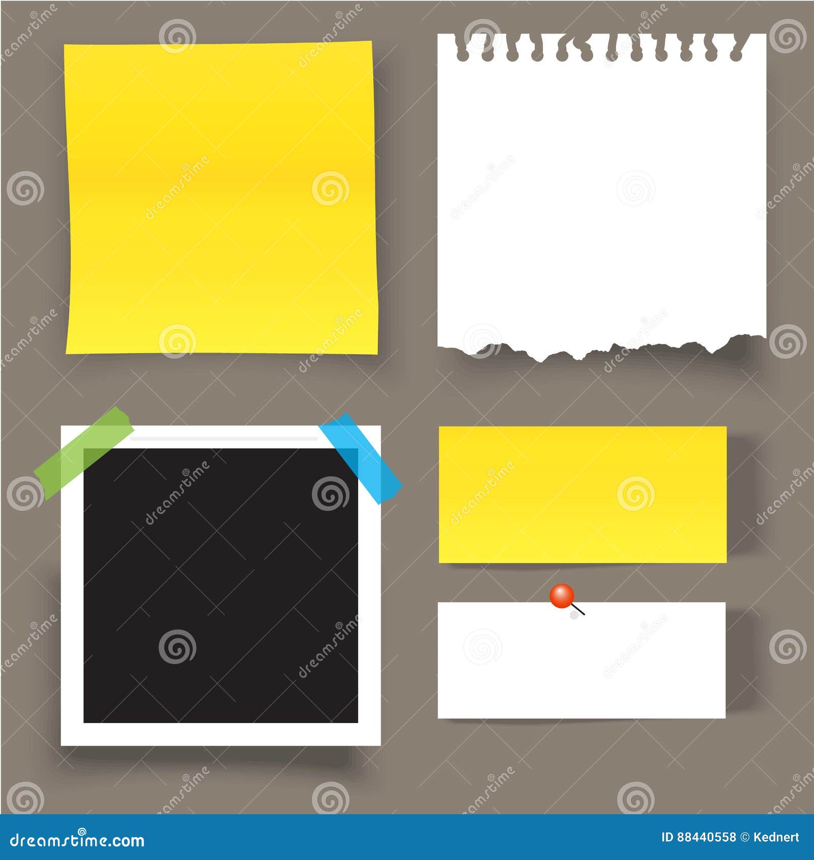 Collection of Sticky Note with Adhesive Tape Isolated on Isolated ...