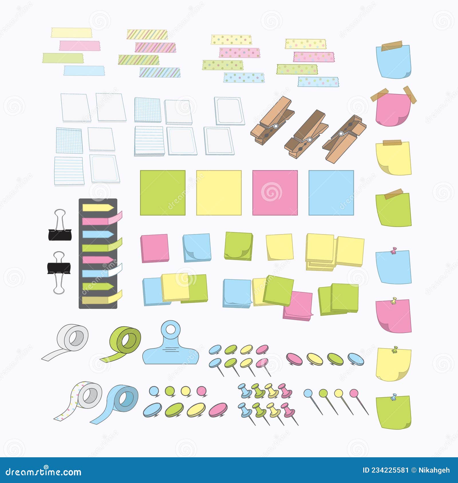 Collection of Sticky Note Office Tools Illustrations Stock Vector ...