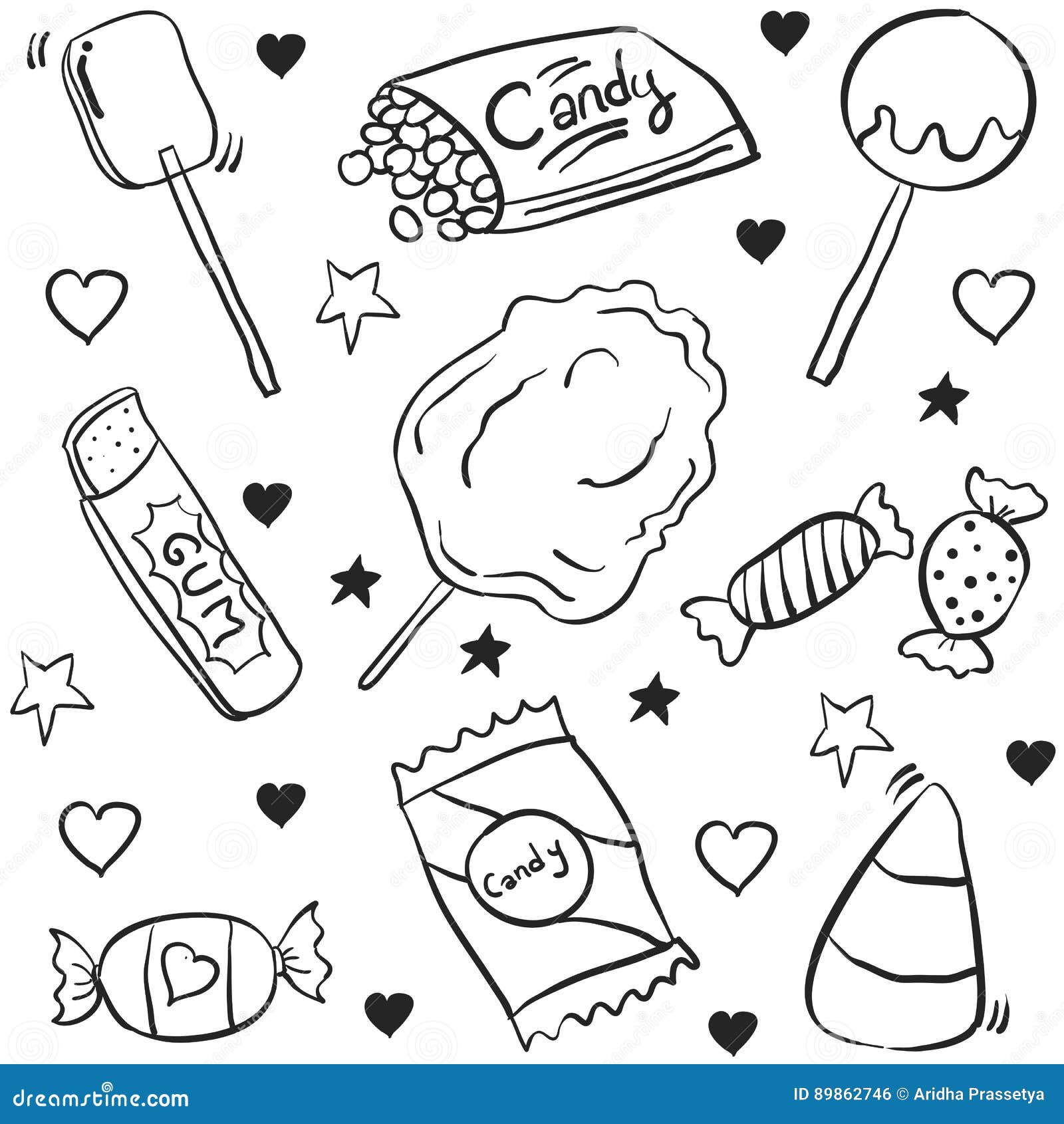 Collection Stock of Candy Various Doodles Stock Vector - Illustration ...