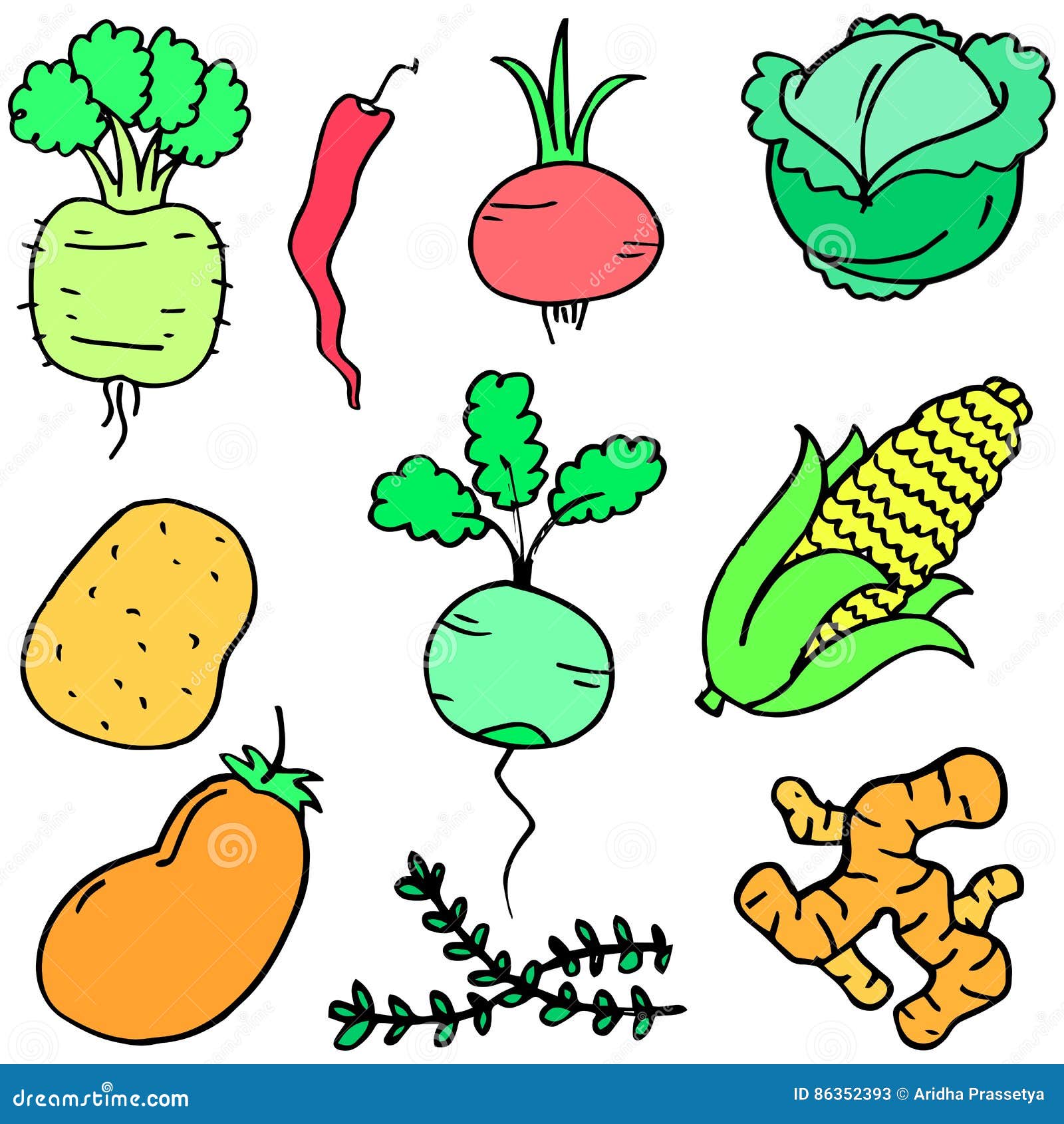 Collection Stock of Vegetable Set Cartoon Stock Vector - Illustration ...