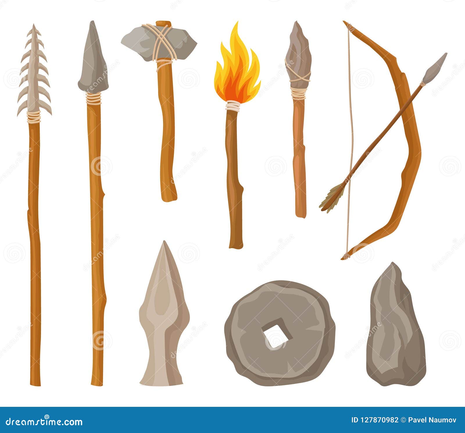 A Set Of Weapon Prehistoric Man Cartoon Vector | CartoonDealer.com ... A Set Of Weapon Prehistoric Man Cartoon Vector | CartoonDealer.com ...