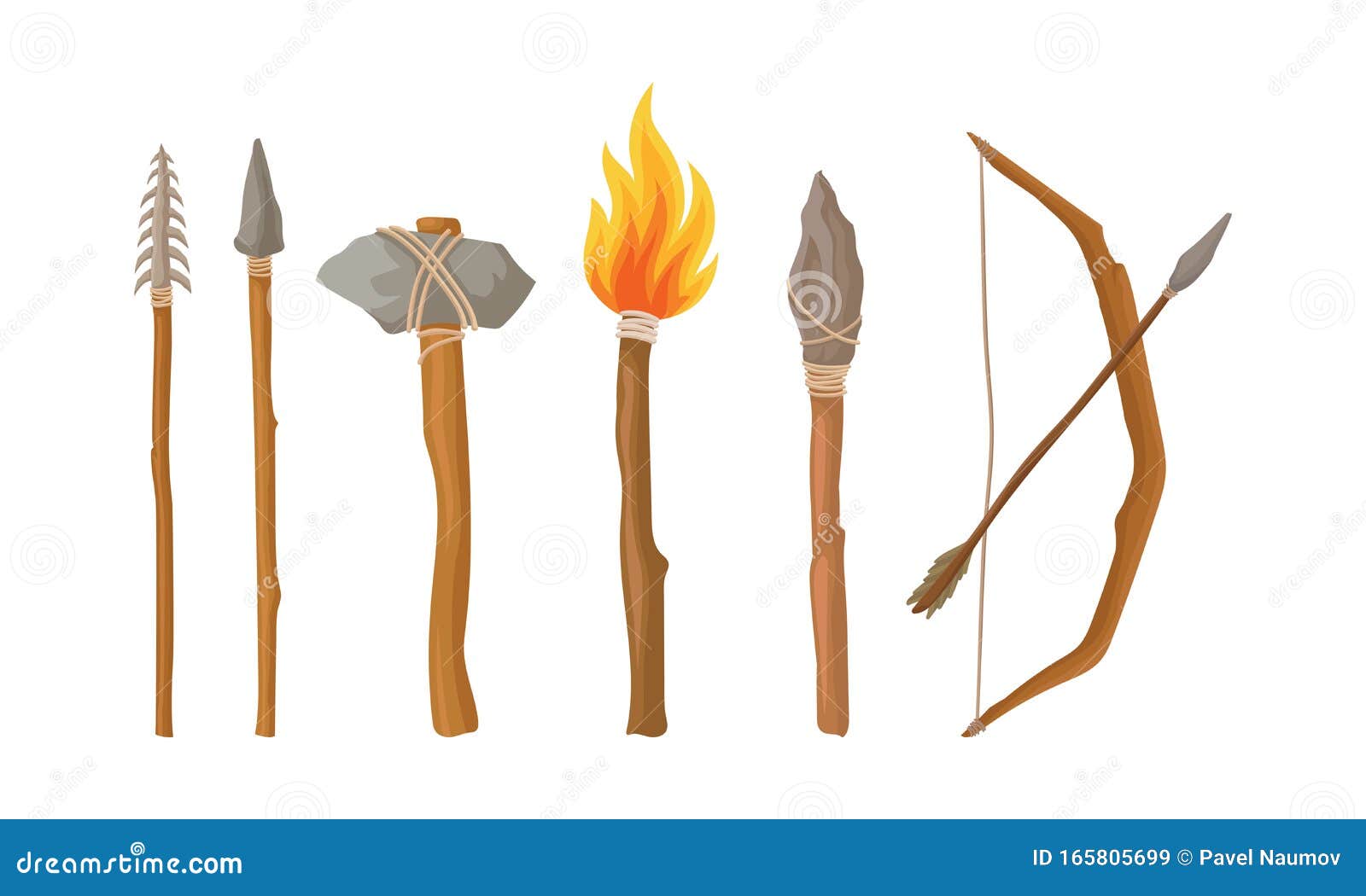 A Set Of Weapon Prehistoric Man Cartoon Vector | CartoonDealer.com ... A Set Of Weapon Prehistoric Man Cartoon Vector | CartoonDealer.com ...
