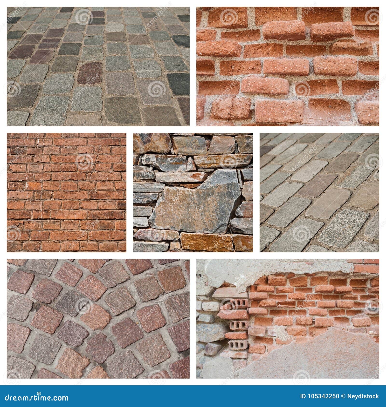 Stone and Brick Texture Collage Stock Photo - Image of pattern ...