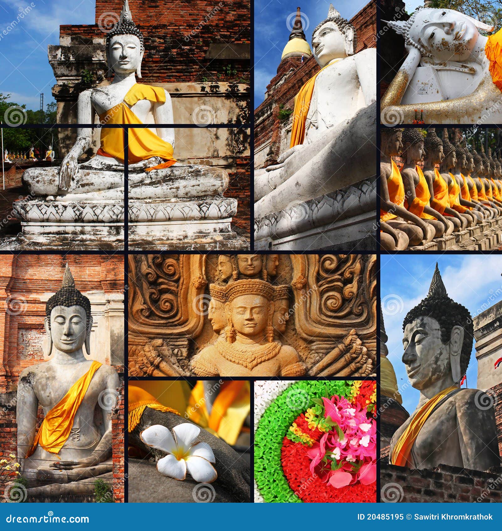 Collection of Stone Statue Buddha in Thailand Stock Image - Image of ...