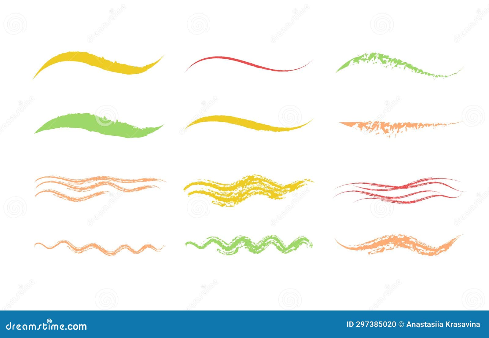 Collection Of Strikethrough Multi Colored Crayon Underlines. Different ...