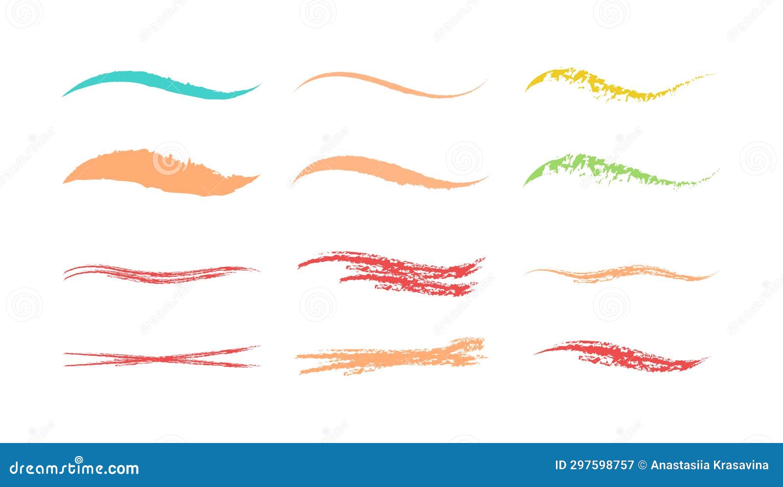 Collection of Strikethrough Multi Colored Crayon Underlines. Different ...