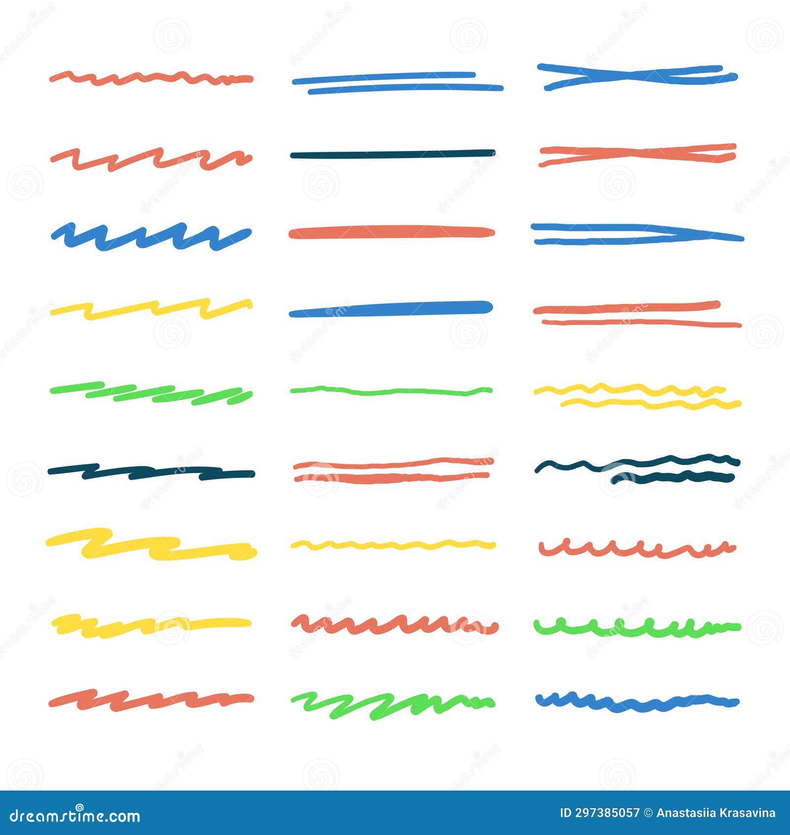 Collection Of Strikethrough Multi Colored Crayon Underlines. Different ...