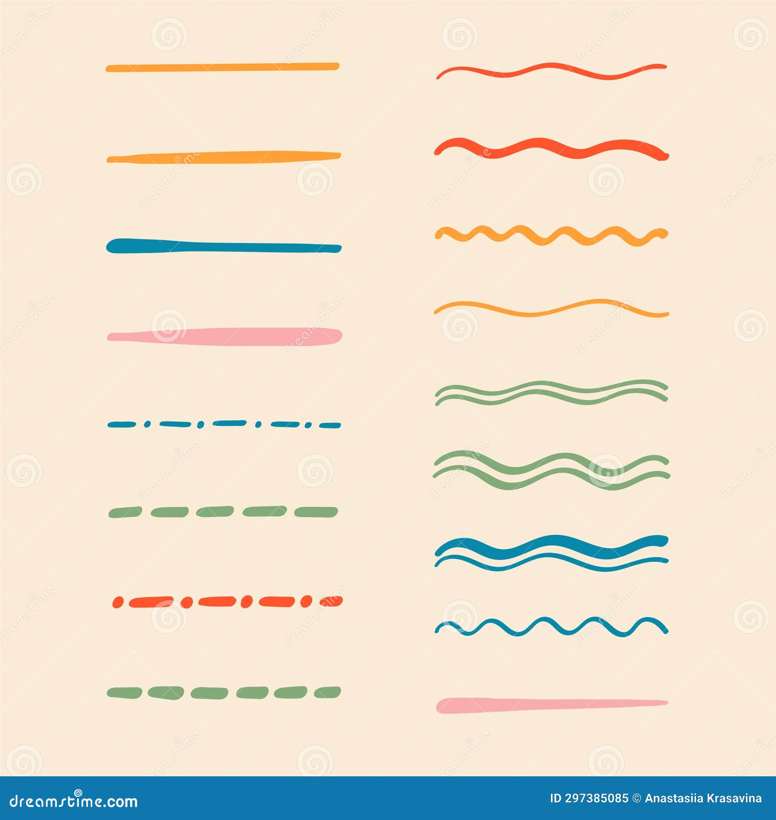 Collection Of Strikethrough Multi Colored Crayon Underlines. Different ...