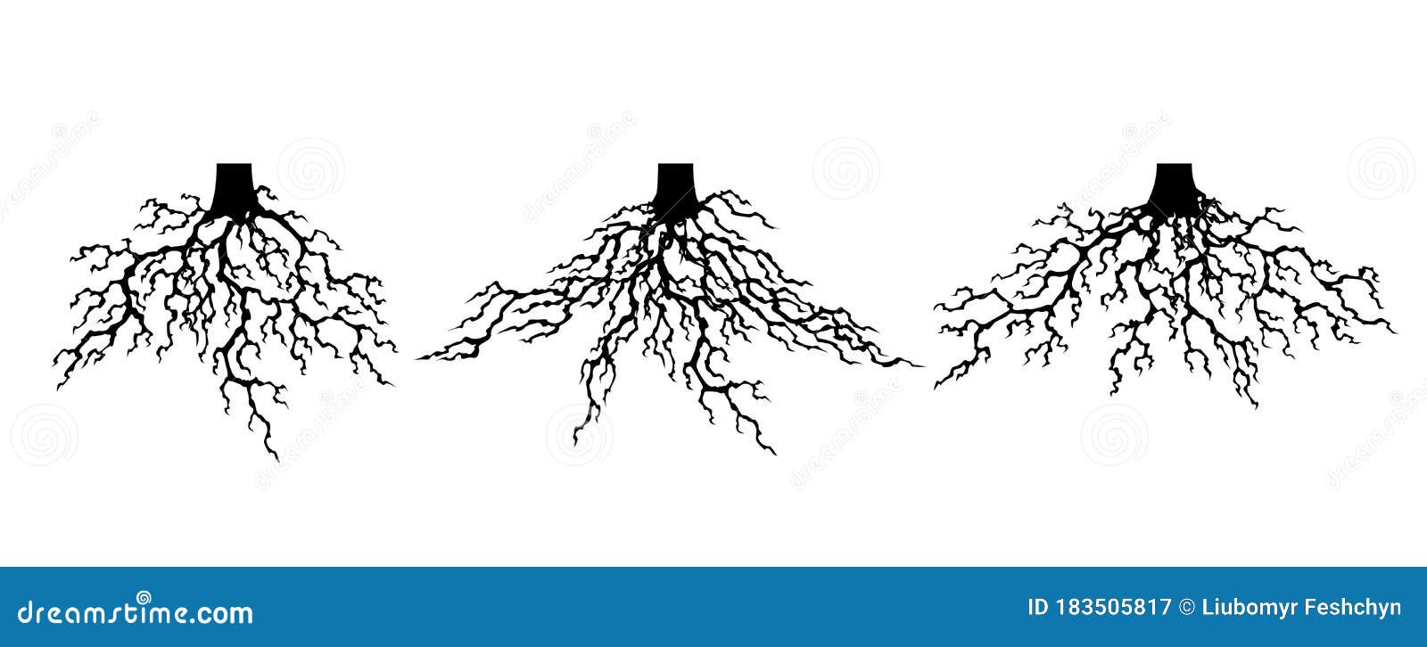 Collection Strong Plant Roots Silhouette. Abstract Felled Tree with ... Collection Strong Plant Roots Silhouette. Abstract Felled Tree with ...