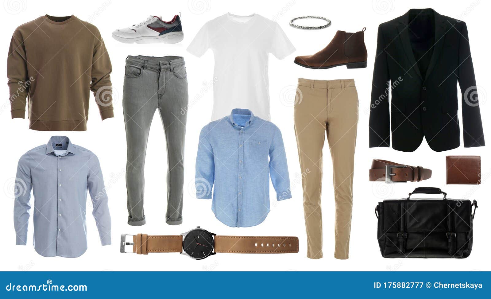 Collection of Stylish Outfit on Background Stock Image - Image of look ...