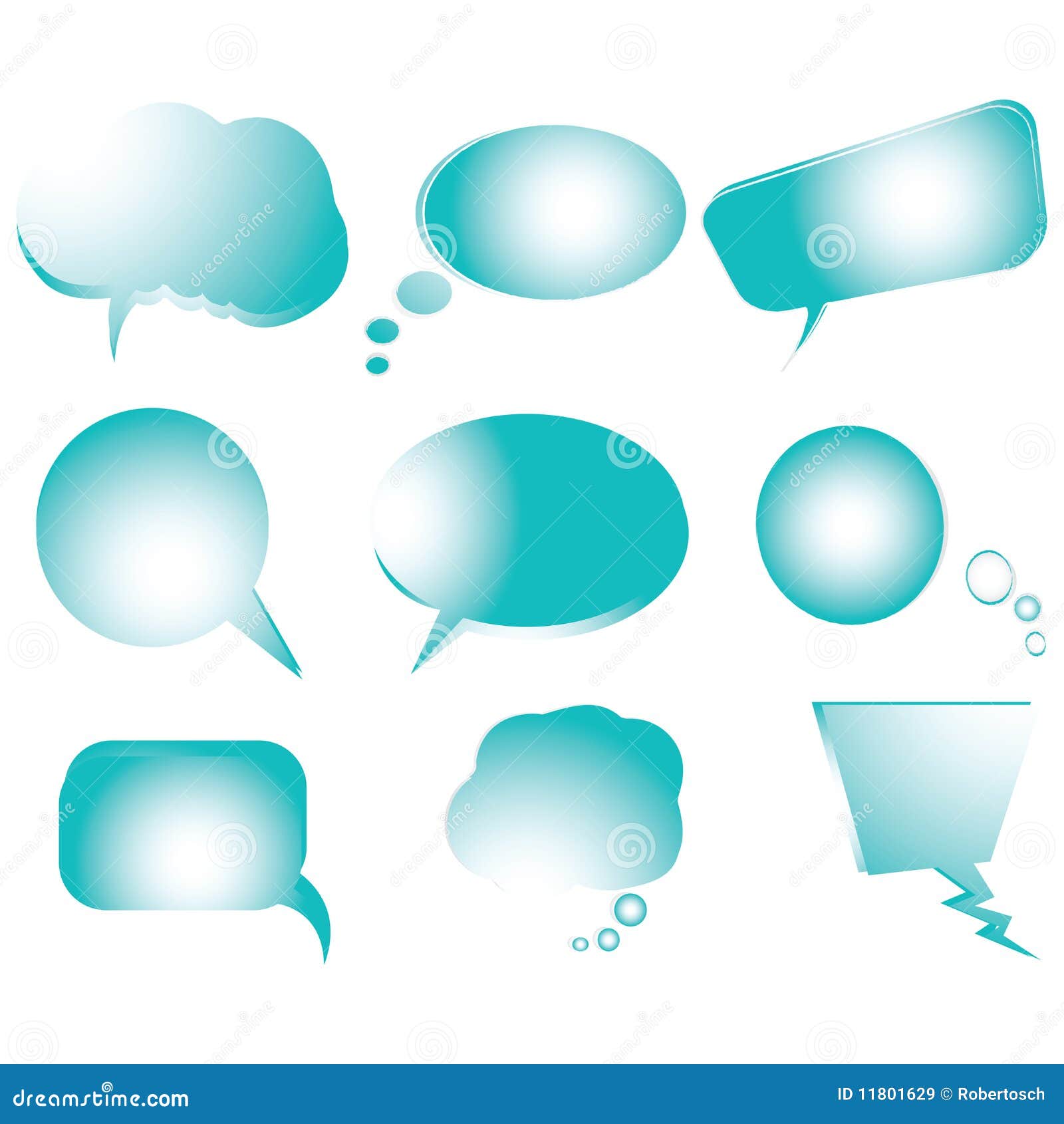 Collection of Stylized Blue Text Bubbles Stock Vector - Illustration of ...
