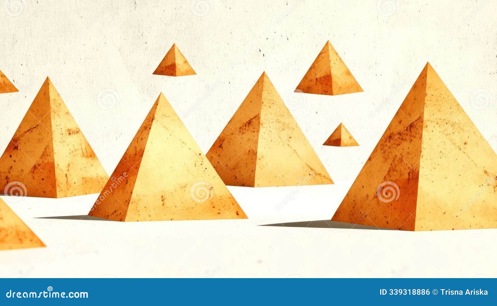 A Collection of Stylized Orange Pyramids on a Light Background Stock ...