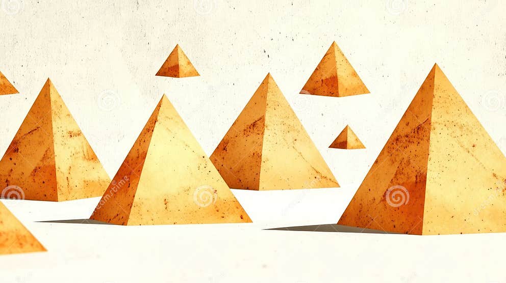 A Collection of Stylized Orange Pyramids on a Light Background Stock ...