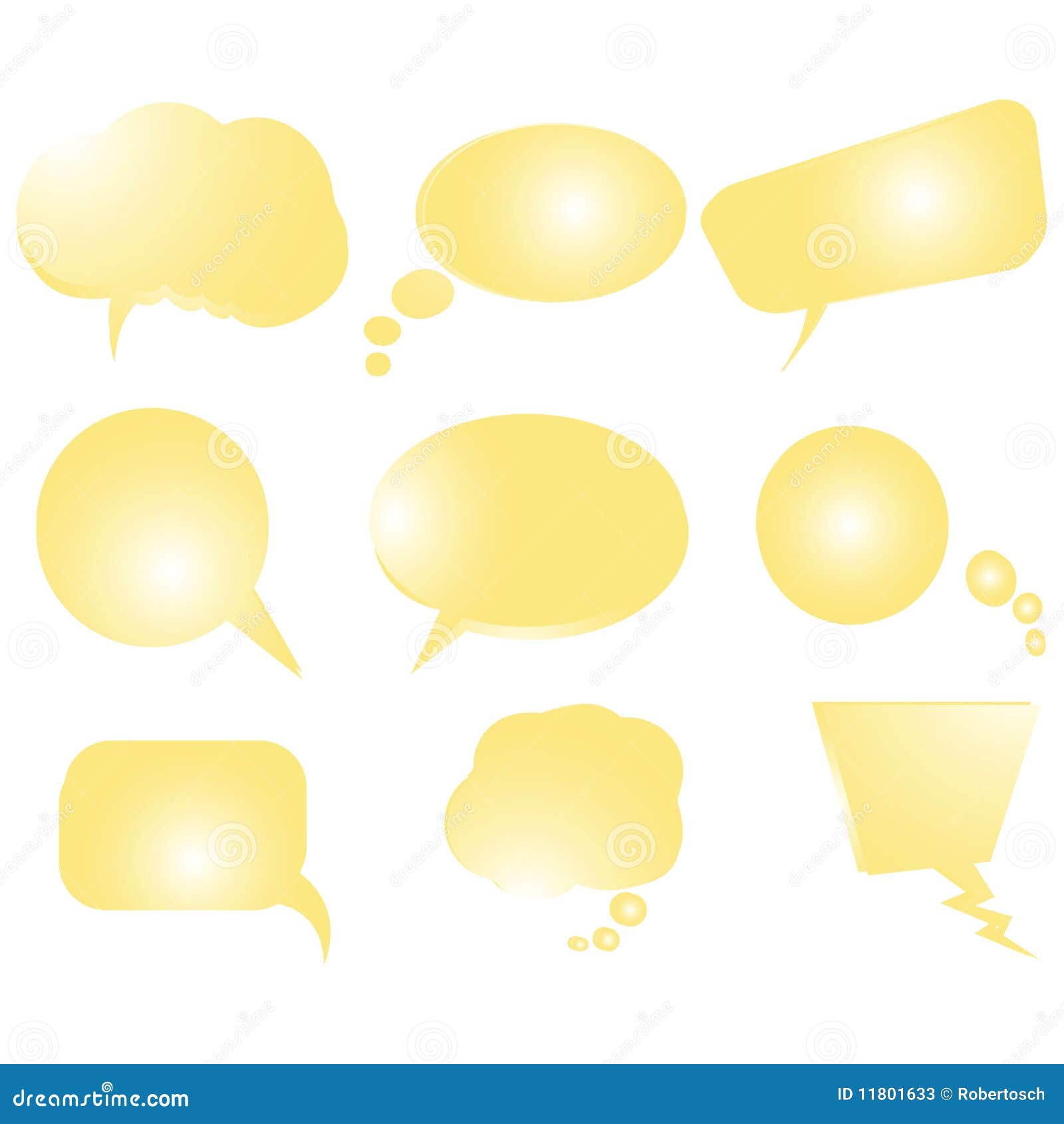 Collection of Stylized Yellow Text Bubbles Stock Vector - Illustration ...