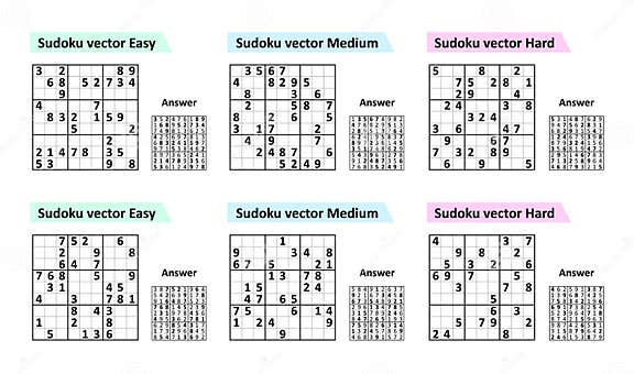 Collection Sudoku Game with Answers. Different Complexity Stock Vector - Illustration of kids ...