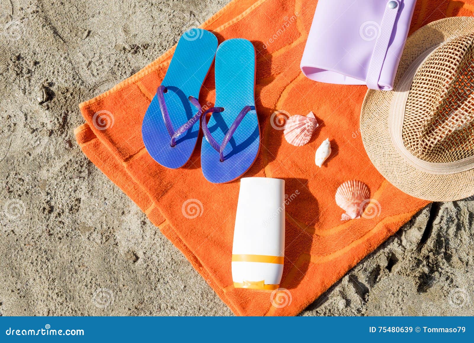 Collection of Summer Beach Objects Stock Image - Image of flops ...