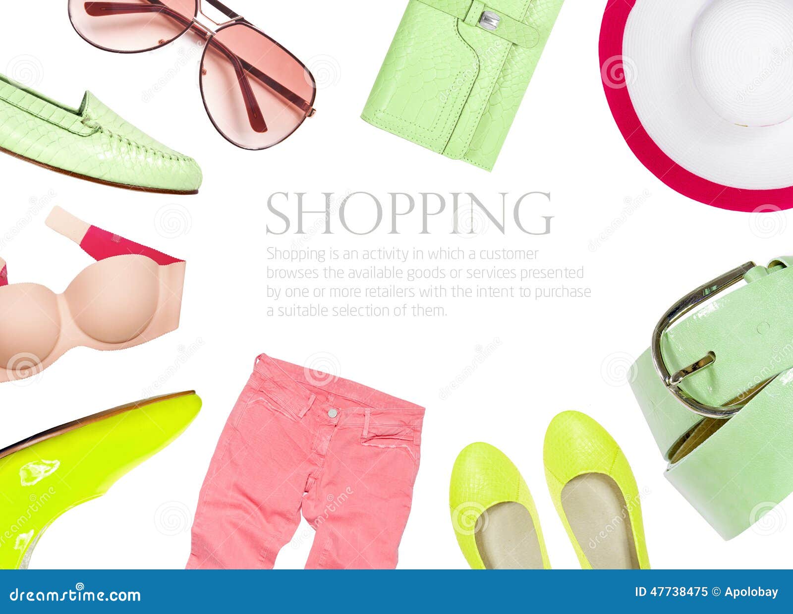 Collection of Summer Clothes Isolated on White Background Stock Image ...