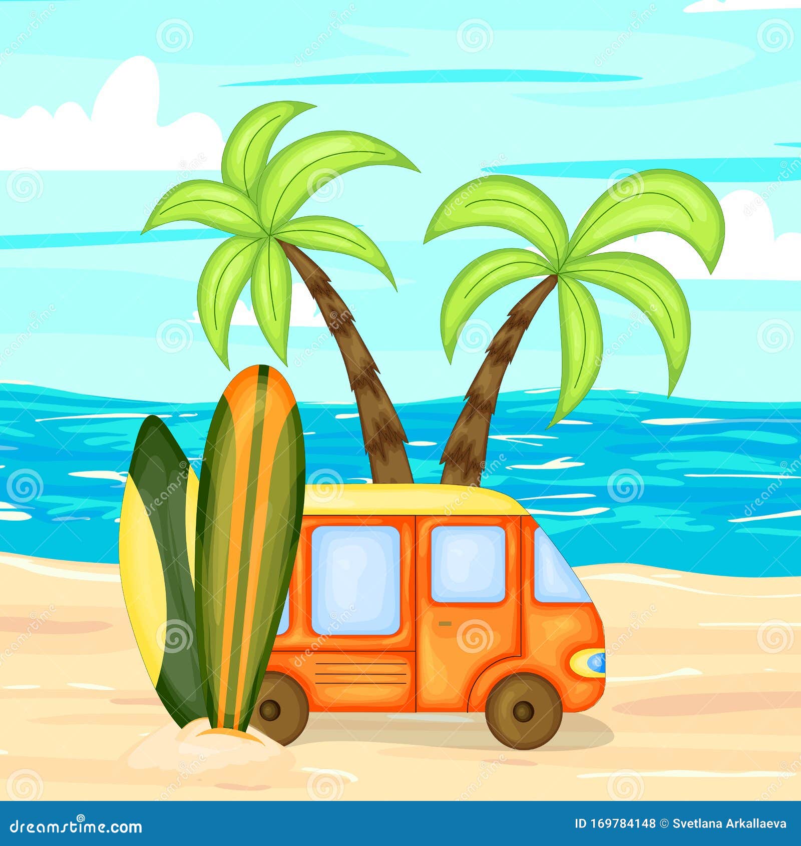 A Collection of Summer Items. Cartoon Style Stock Illustration ...