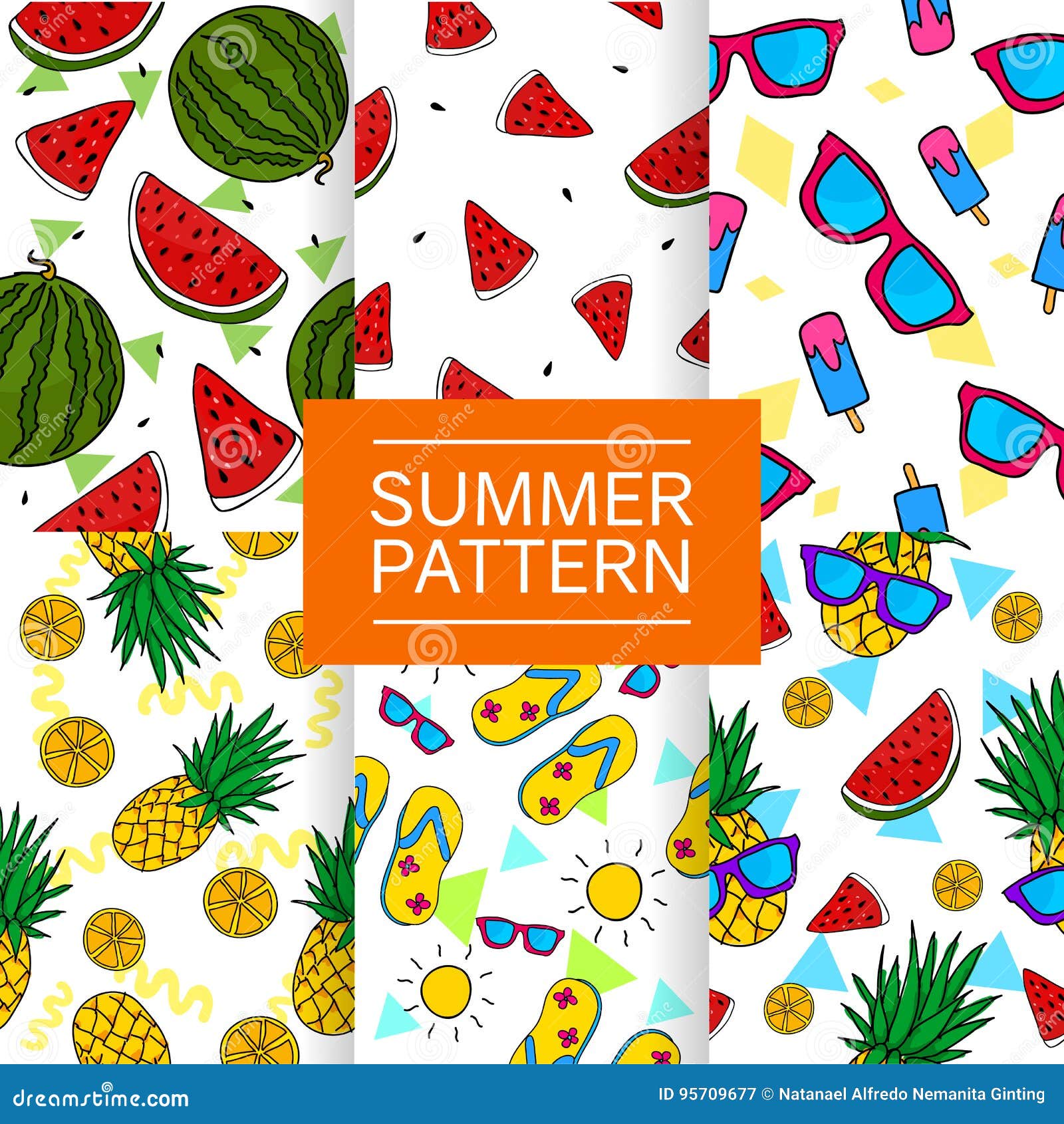 Collection of 6 Summer Seamless Pattern Vector Stock Vector ...