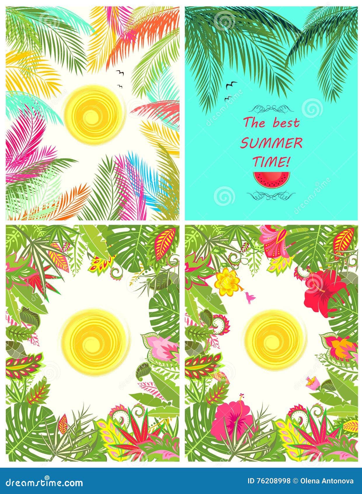 Collection of Summery Tropical Poster Stock Vector - Illustration of ...